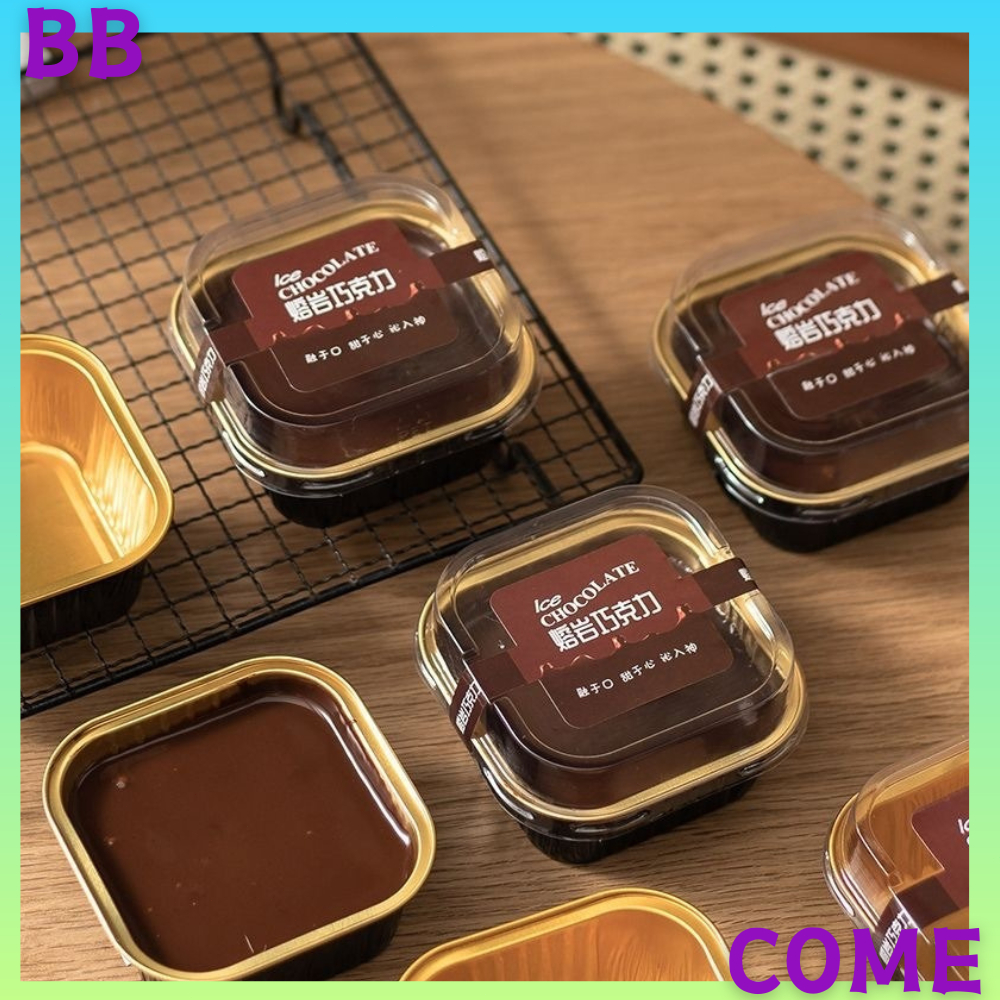 50Pcs Square Cake Container Aluminum Foil Lava Chocolate Cheesecake ...