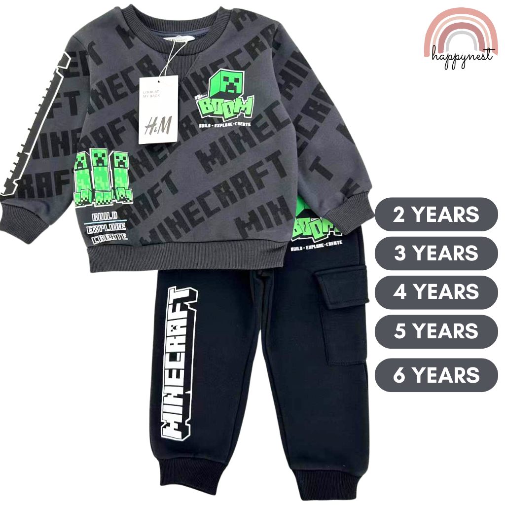 Minecraft Tracksuit Black Boys Sweatshirt Cargopants 2-6 Years Old ...