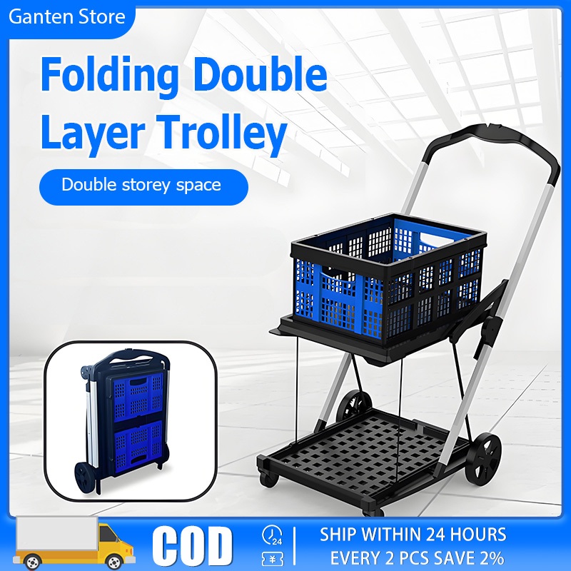 Trolley cart Multifunction Foldable Storage Trolley Outdoor Grocery ...