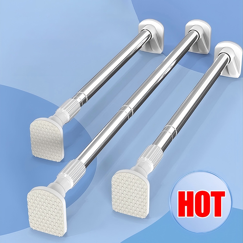 Adjustable Stainless Steel retractable clothes drying rod no drilling ...