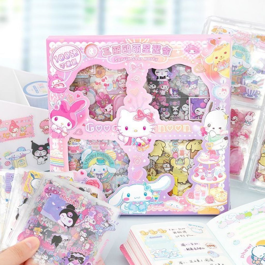 100 Sheets/Box Cute Sanrio Stickers Waterproof PVC Sanrio Stickers Hand ...