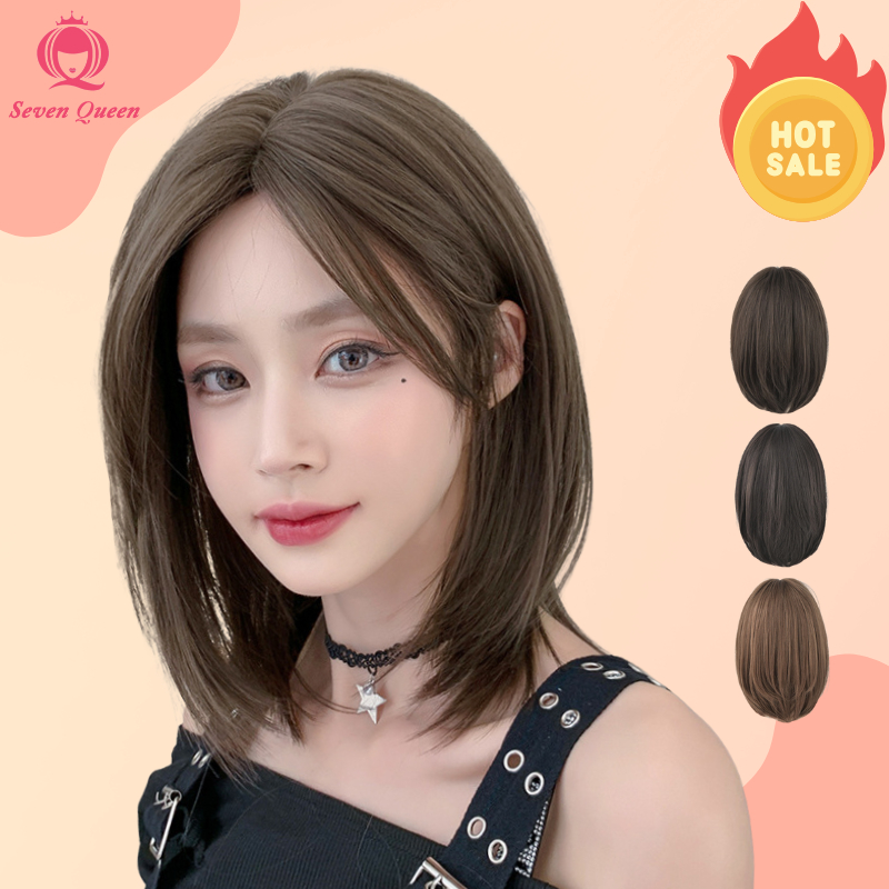 "Seven Queen"Wig 39cm Medium Long Hair Short Wig short middle-parted ...