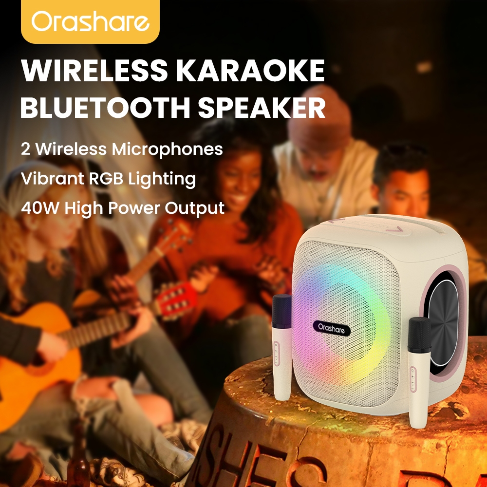 Orashare BSH03 40W Karaoke Bluetooth Speaker Dual Mics LED Light ...