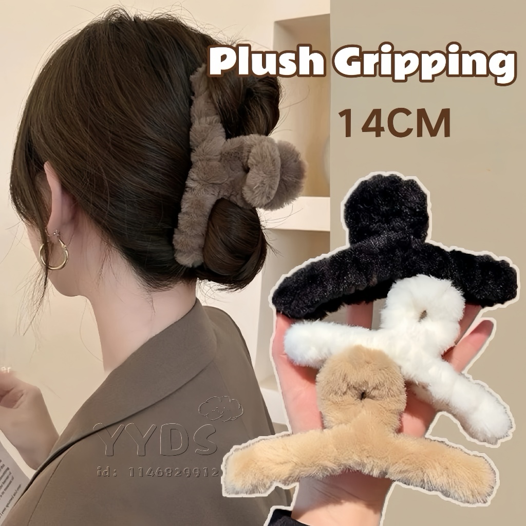 YYDS 14CM Korean Plush Hair Clip Faux Fur Hair Claws Combs Clamps ...