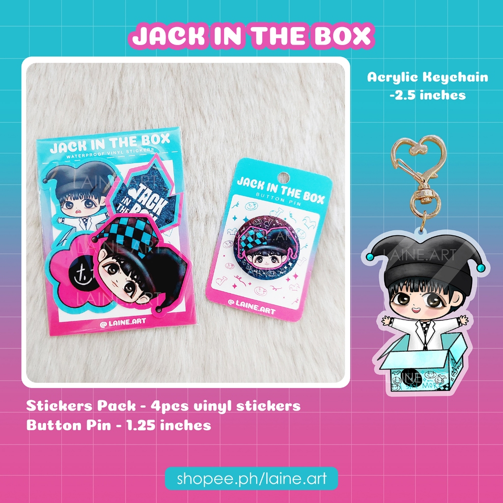 J-Hope JITB Jack in the Box Fanart Button Pin Memopad Waterproof vinyl ...