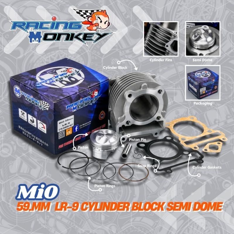 RACING MONKEY STEEL BORE SET BLOCK (59MM) FOR YAMAHA MIO SPORTY 115 ...