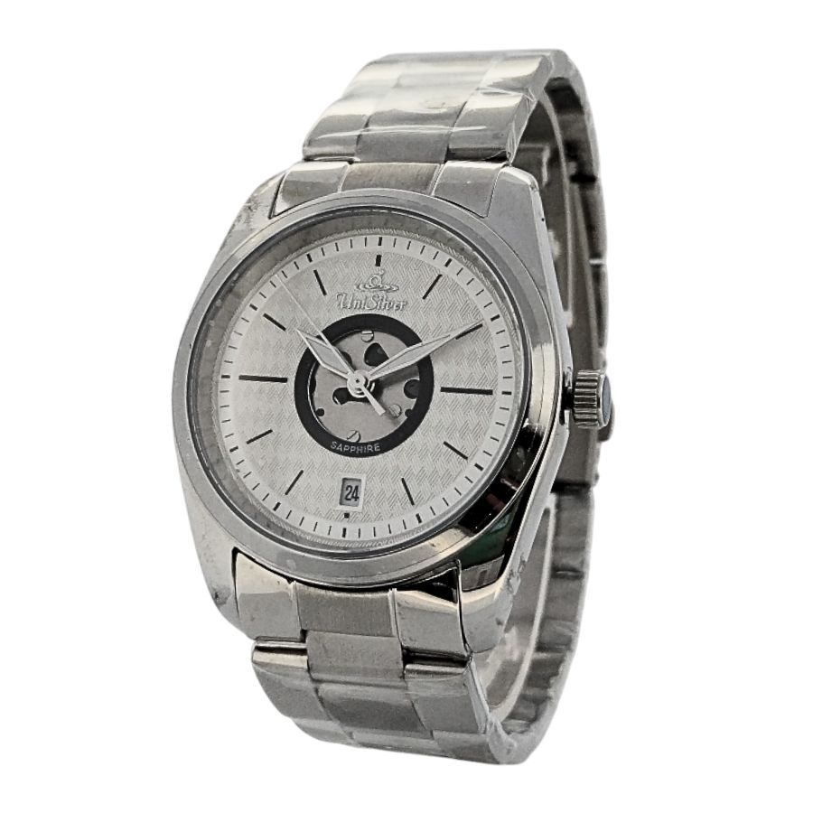 UniSilver TIME Men's Small Silver / White Analog Stainless steel watch ...
