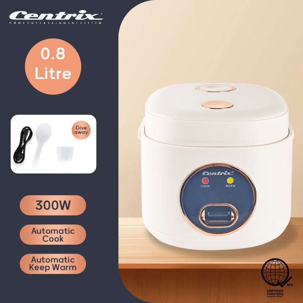 Centrix 0.8L Rice Cooker 4-Cups Stainless Steel Lid Aluminum liner Non ...