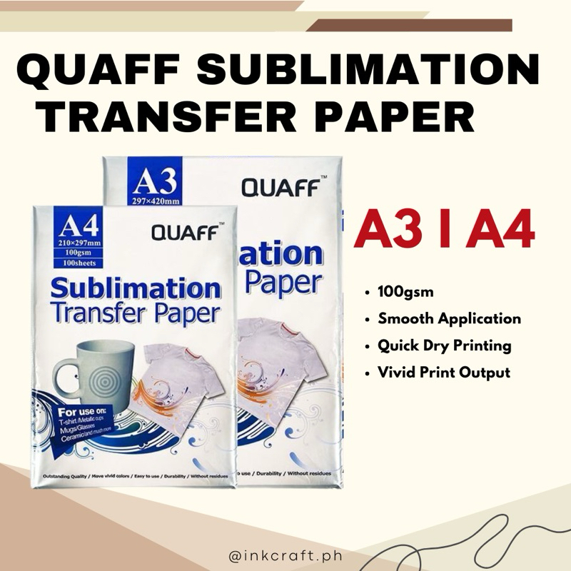 Quaff Sublimation Transfer Paper A4/A3 100gsm | Shopee Philippines