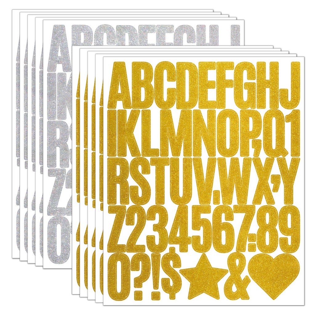 2 Inches glitter Alphabet Number Stickers Alphanumeric Decals for gift ...