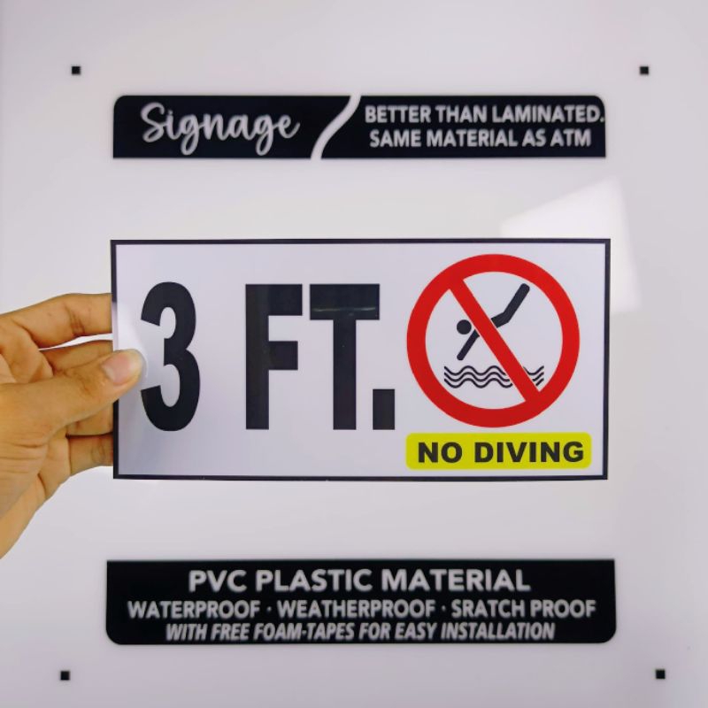 SIGNAGE - 3 FT. SIGN - NO DIVING SIGN - SWIMMING POOLS SIGN - PVC ...