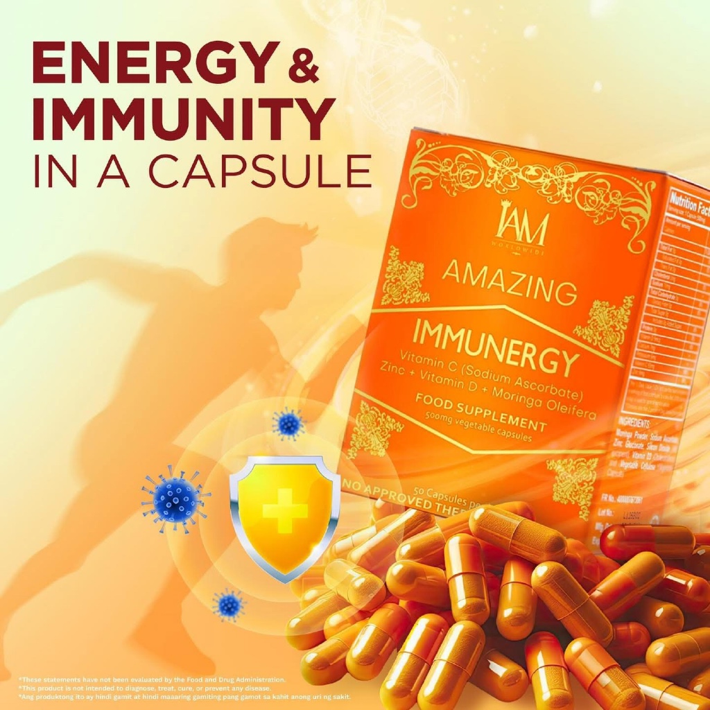 IAM Amazing Immunergy Energy Booster Vitamin C and ZINC with Moringa ...