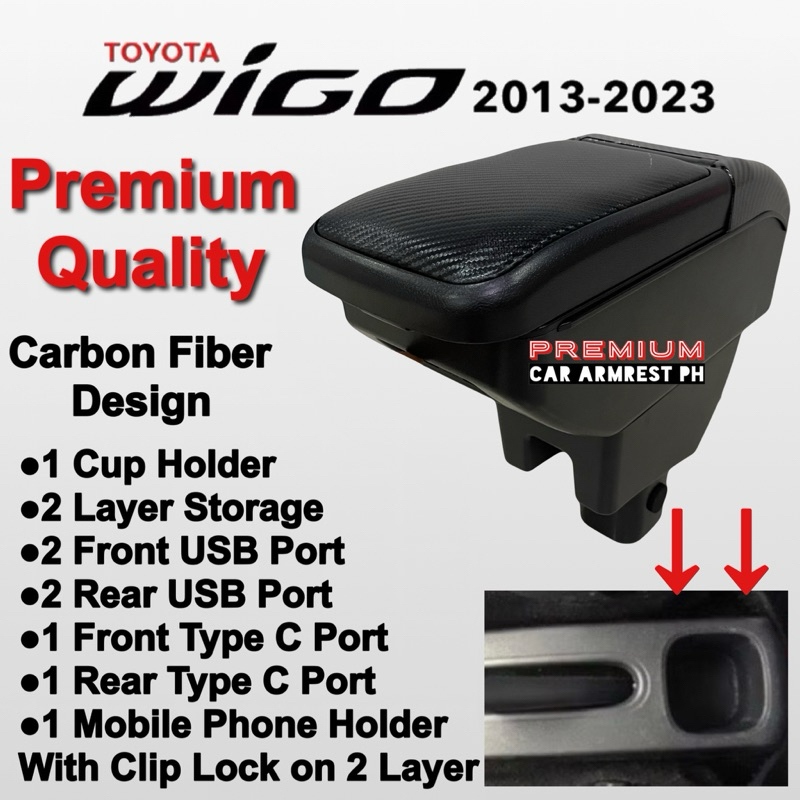 Toyota Wigo Carbon Fiber Design Premium Armrest Console Box for 2013 ...