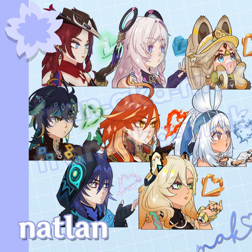 GENSHIN IMPACT Natlan Blowing Heart Stickers (Fan-made) Holographic ...