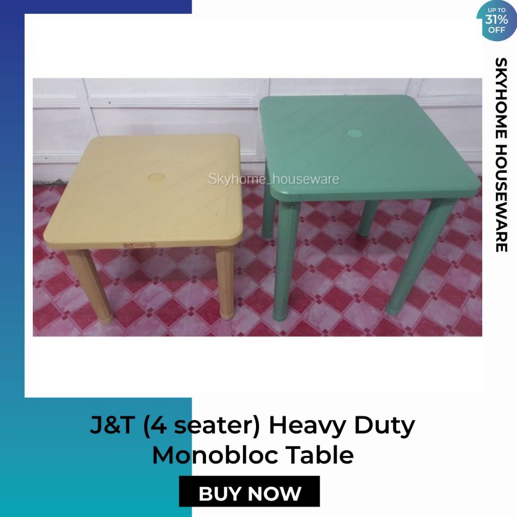 J&T (4 seater) Heavy Duty Monobloc Table 24X24 and 24x24 Dining table ...