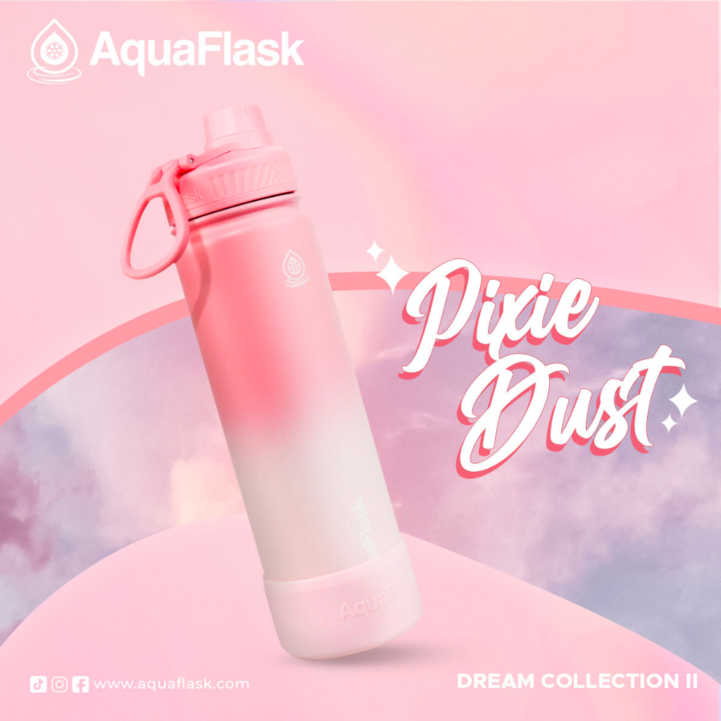 Aqua Flask Pixie Dust Wide mouth w/ spout lid Vacuum Insulated Stainless Steel Drinking Water ...