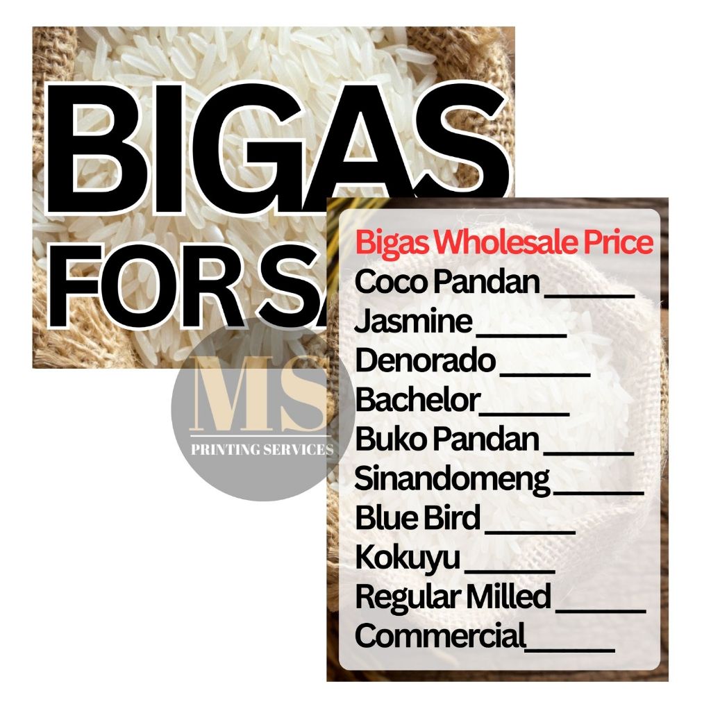 New Bigas Price Tindahan/Bigas Signages (Laminated A4 Size) | Shopee ...