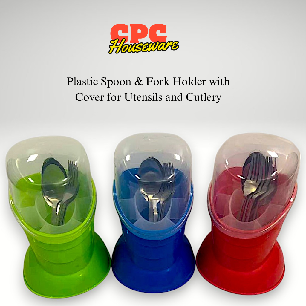 Plastic Spoon & Fork Holder with cover for Utensils and Cutlery /Spoon ...