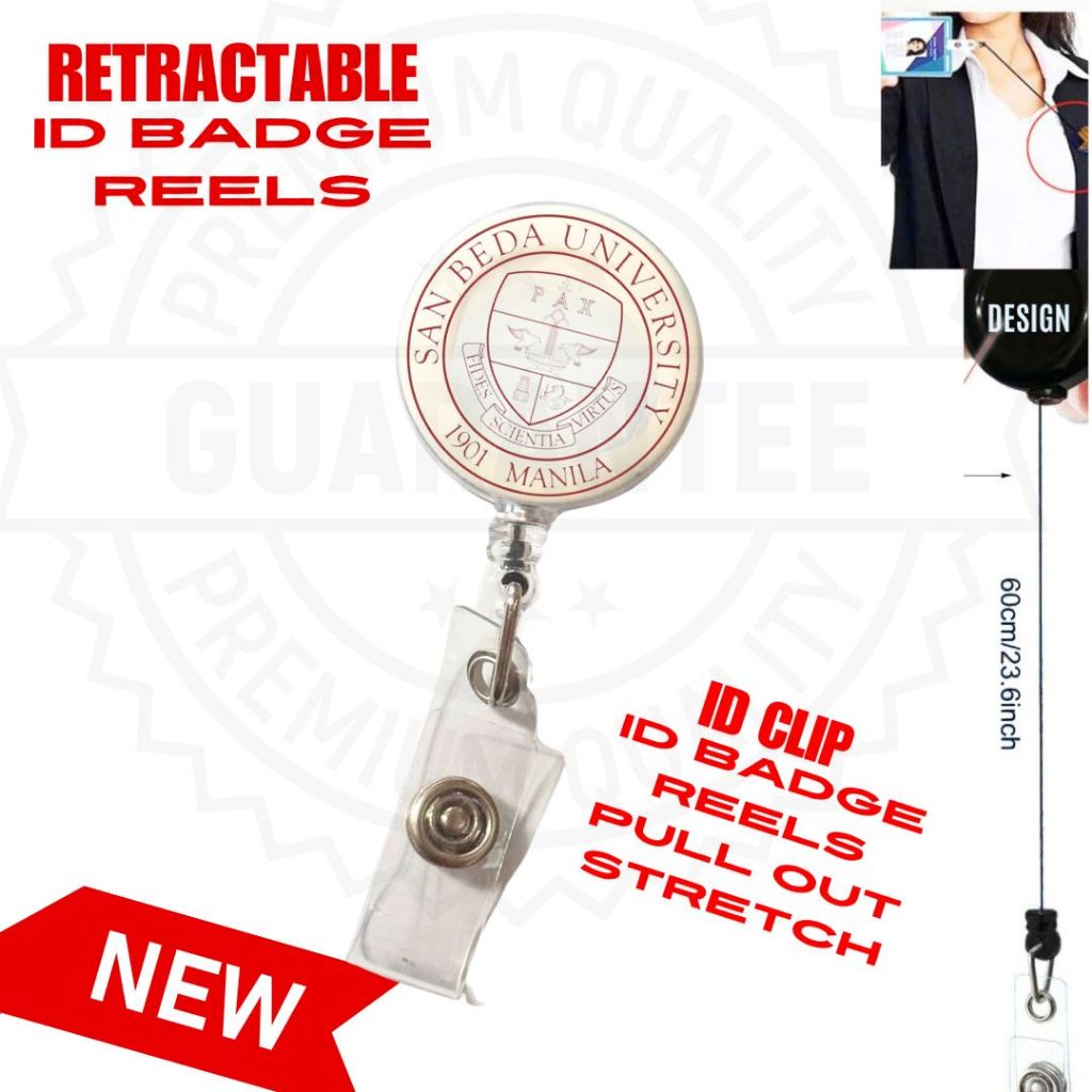 New San Beda Retractable id Clip id holder Pull out name tag | Shopee ...