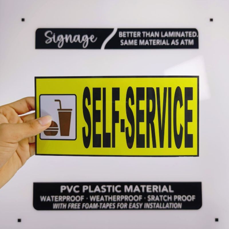 SIGNAGE - SELF-SERVICE - YELLOW SIGNAGE - PVC PLASTIC MATERIAL SIGNAGE ...