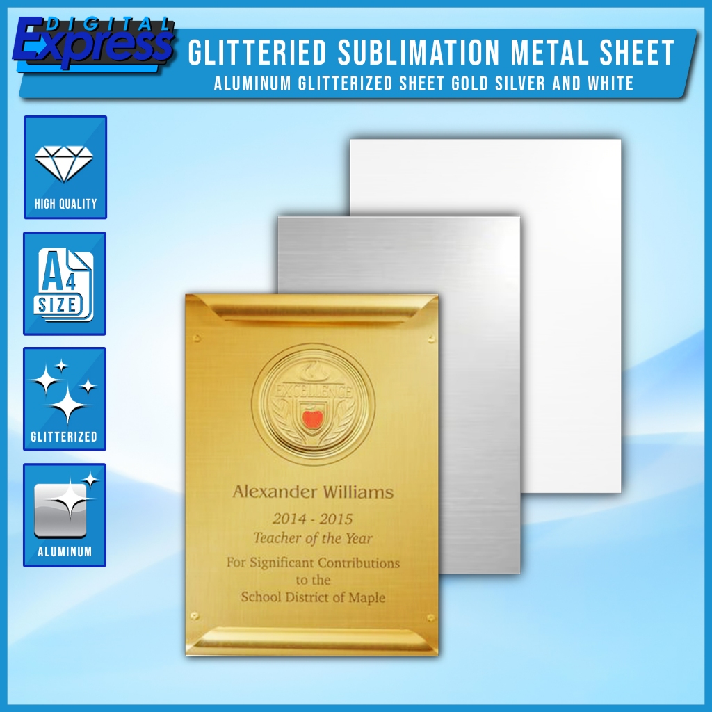 Sublimation A4 Metallic Sheet Glitter Gold, Silver, and White for ...