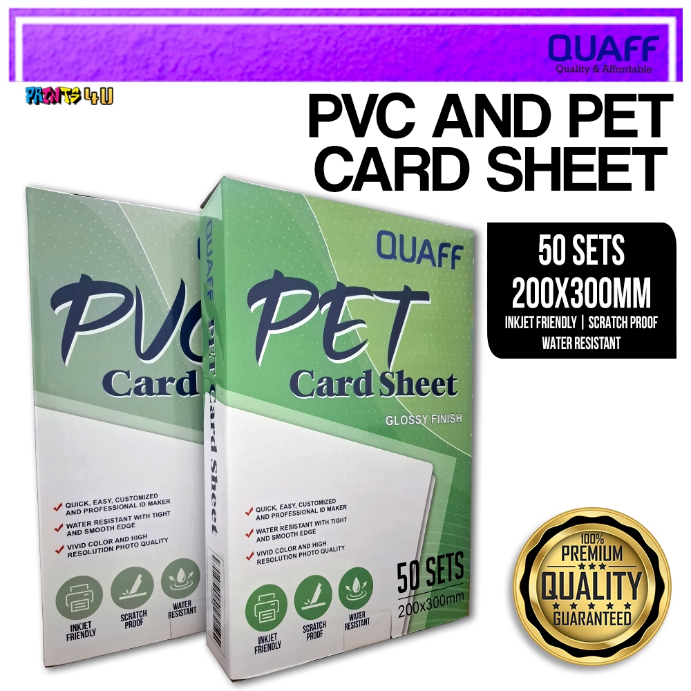 QUAFF PVC Sheets / PET Sheets for ID Card Making 50sets 200x300mm ...