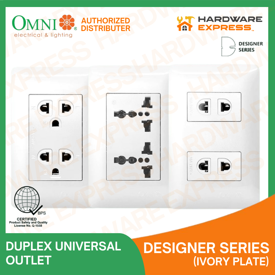 Omni Designer Series Duplex Universal Outlet in Ivory Plate 16A ...