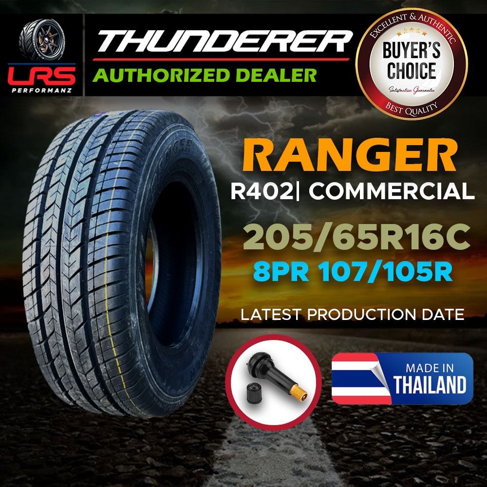 THUNDERER 205/65 R16C 8PLY 107/105R - RANGER R402 (Thailand made, with free tire valve) | Shopee ...