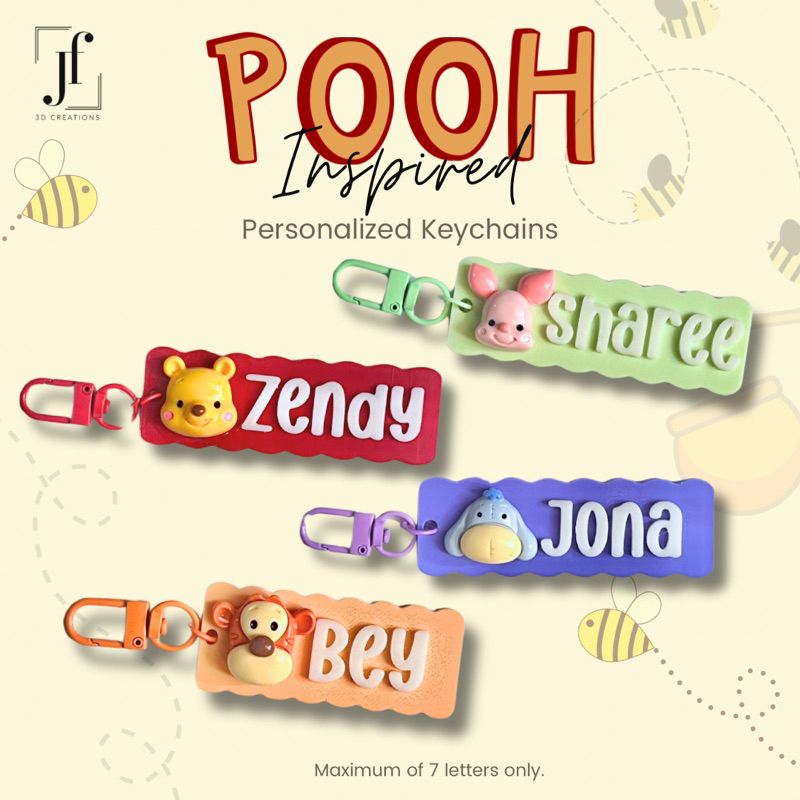 PERSONALIZED 3D PRINTED KEYCHAIN | POOH KEYCHAIN | BAG CHARM | Shopee ...