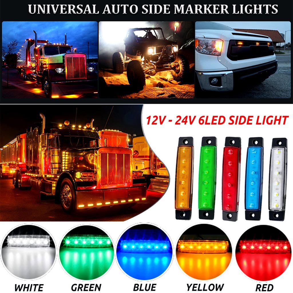 1Pc 6LED 12V-24V LED light Side Marker Indicator Light Turn Signal ...