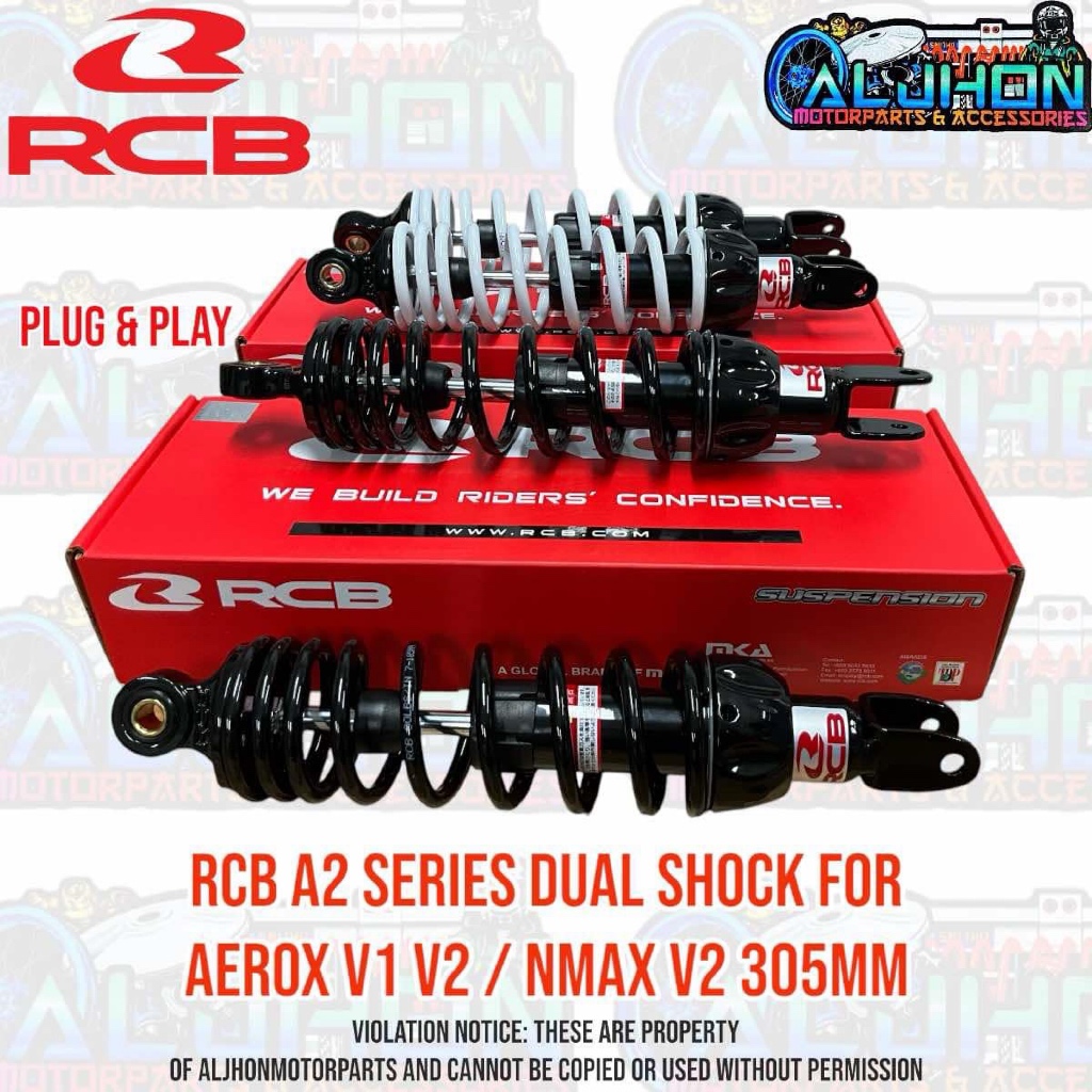 RCB A2 SERIES DUAL SHOCK FOR AEROX V1 V2 / NMAX V2 305MM | Shopee ...