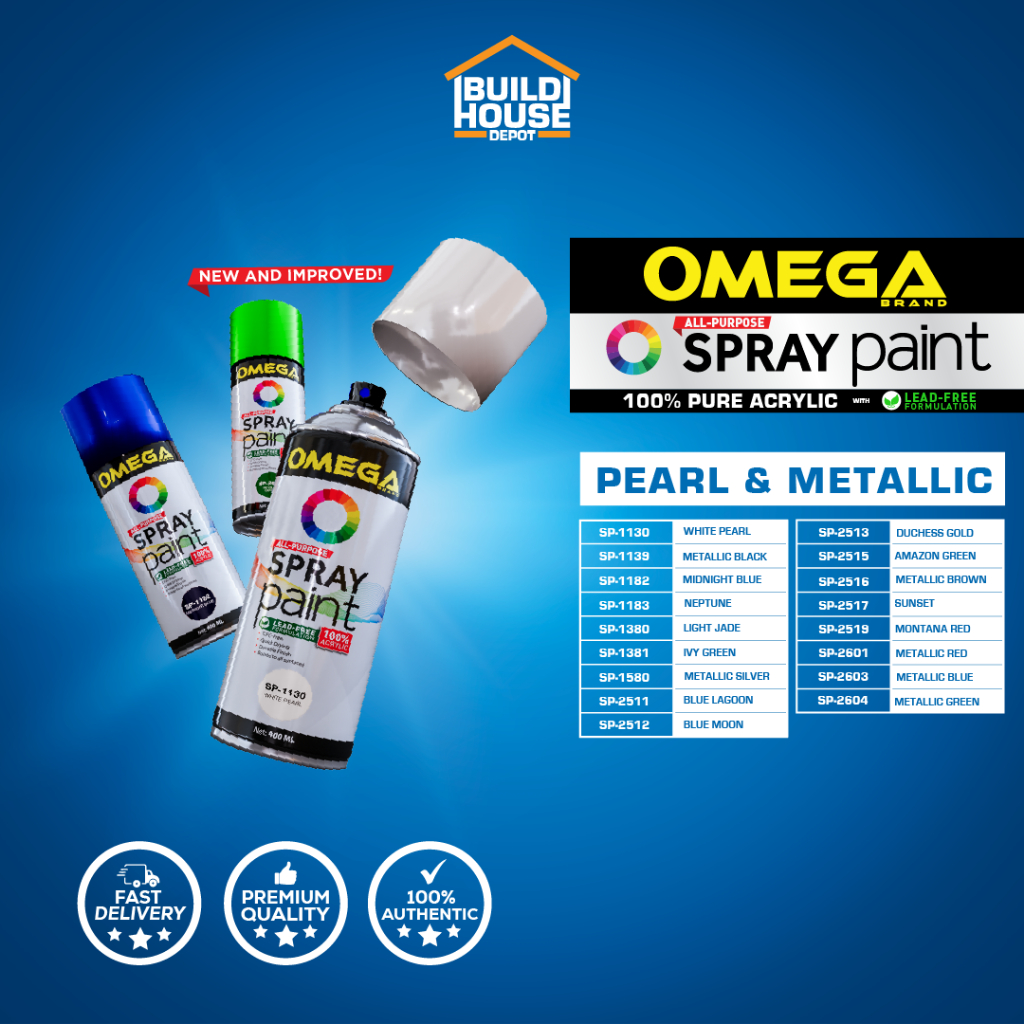 OMEGA All-Purpose Acrylic Spray Paint - Pearl & Metallic Colors - 400 ...