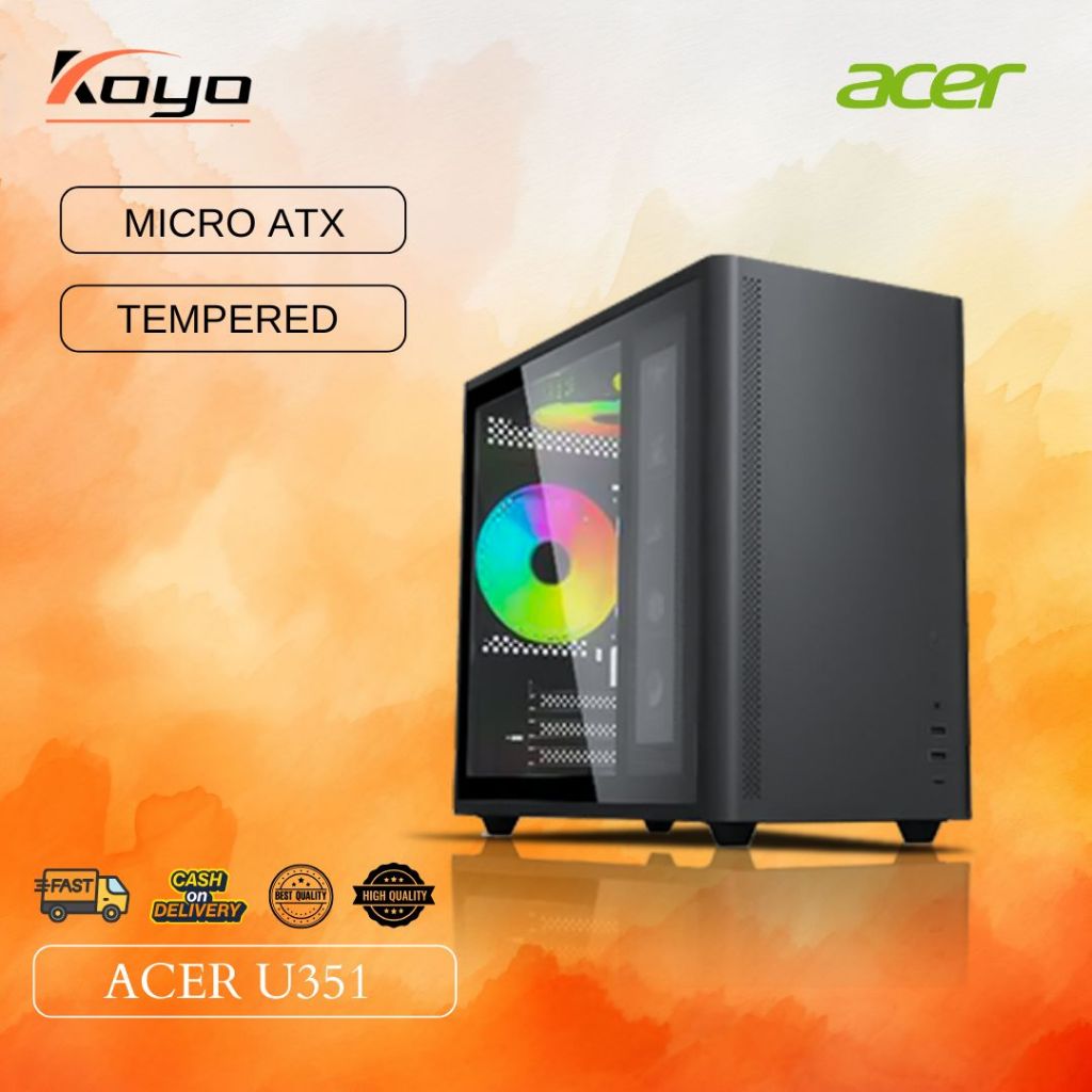 ACER U351/ CASING SUPPORT MICRO ATX/TEMPERD GLASS (BLACK/WHITE ...