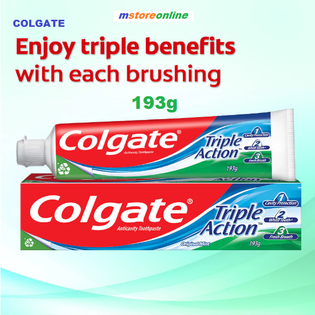 Colgate Triple Action Anti-Cavity Family Toothpaste Original Mint 193g ...