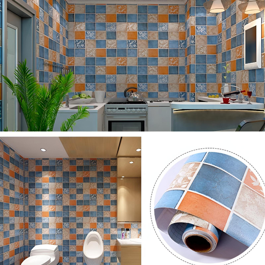 Supermax Wallpaper T210 Grid Design PVC Self adhesive Waterproof ...