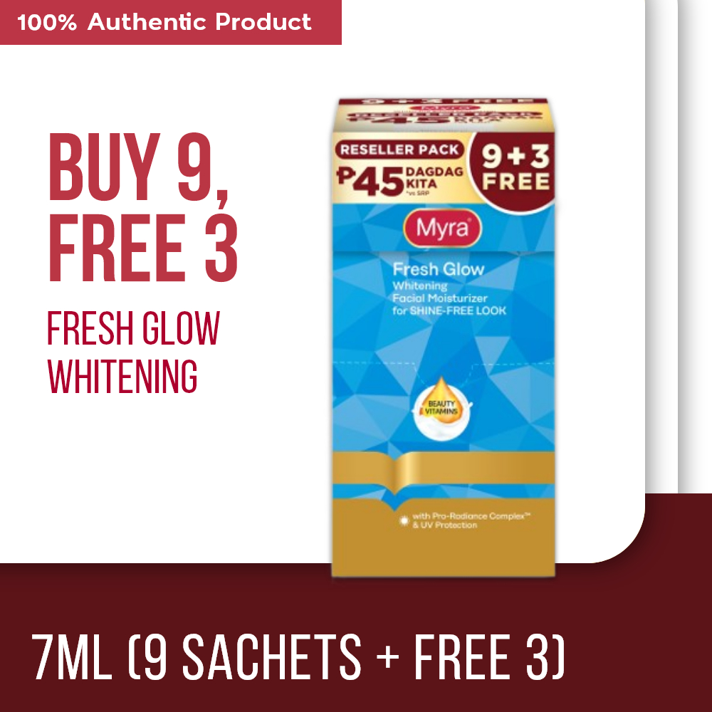 Myra Fresh Glow Whitening Facial Moisturizer 7ml Box of 12's (9 sachets ...