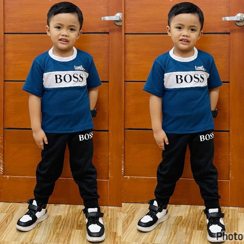 Little Boss Terno Jogger kids Boy, 2 sizes available, Subli-Vinyl Print,High Quality, Waffle ...