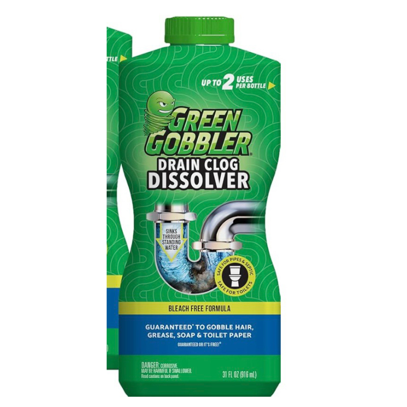 Green Gobbler Liquid Hair Drain Clog Remover & Cleaner, For Toilets ...