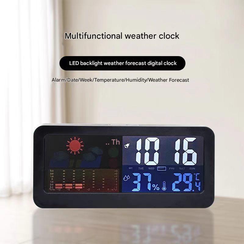 Creative Large Screen Weather Station Clock Temperature and Humidity ...
