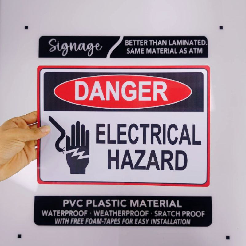 SIGNAGE - DANGER ELECTRICAL HAZARD - PVC PLASTIC MATERIAL SIGNAGE ...
