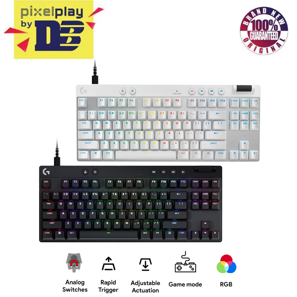 Logitech G Pro X TKL Rapid Wired Gaming Keyboard with Analog Switches (Black) (920-013234 ...