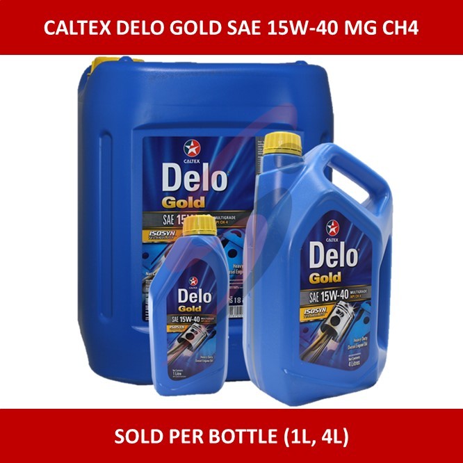 (1L/4L) Caltex Delo Gold SAE 15W-40 Multigrade CH4 heavy duty diesel engine oil | 1 Liter, 4 ...