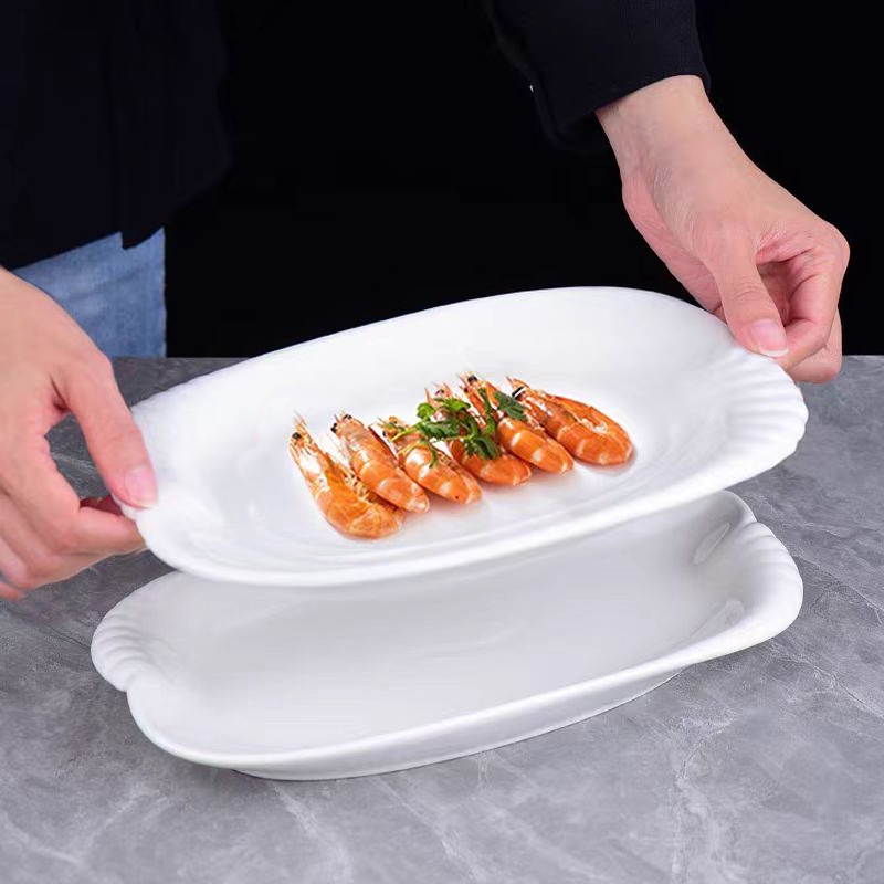 Dailyhome 12 inch White Ceramic Platter Modern Serving Plate Large ...