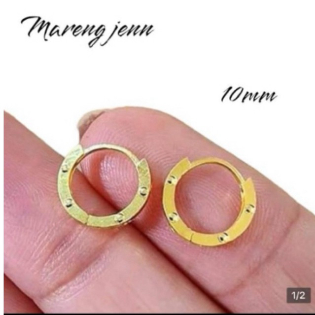18k 10mm huggies loop earrings (marengjenn) | Shopee Philippines