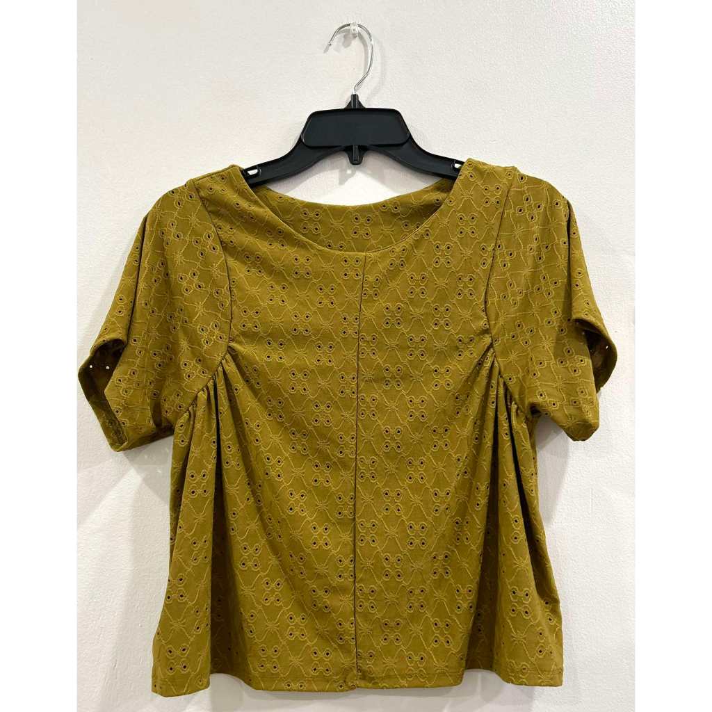 Tagless.ph ZIA Eyelet Round Neck A line Blouse for Womens | Shopee ...
