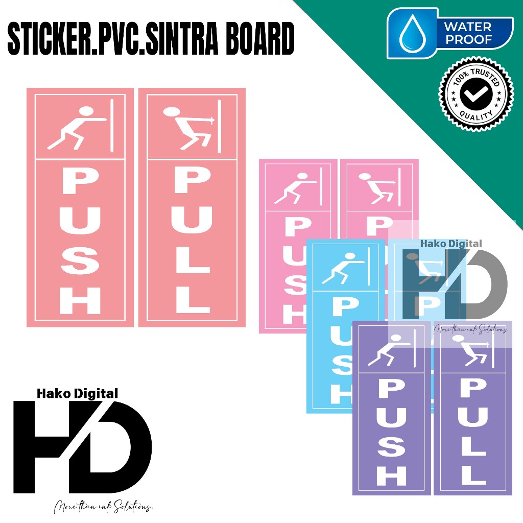 Pastel Color Door Sticker Push Pull (1 Pair) Waterproof Fadeproof ...