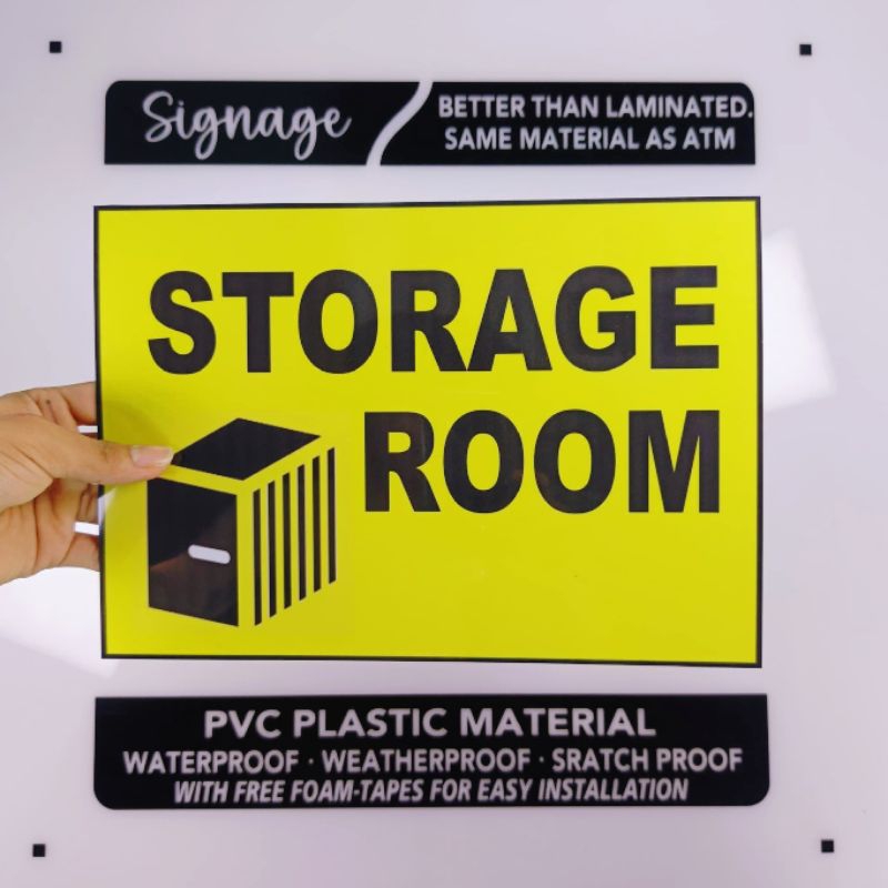SIGNAGE - STORAGE ROOM - YELLOW - PVC PLASTIC MATERIAL SIGNAGE | Shopee ...