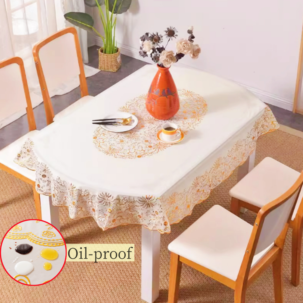 4/6/8/10 Seater Oval Tablecloth Mantel For Table Waterproof Oilproof ...