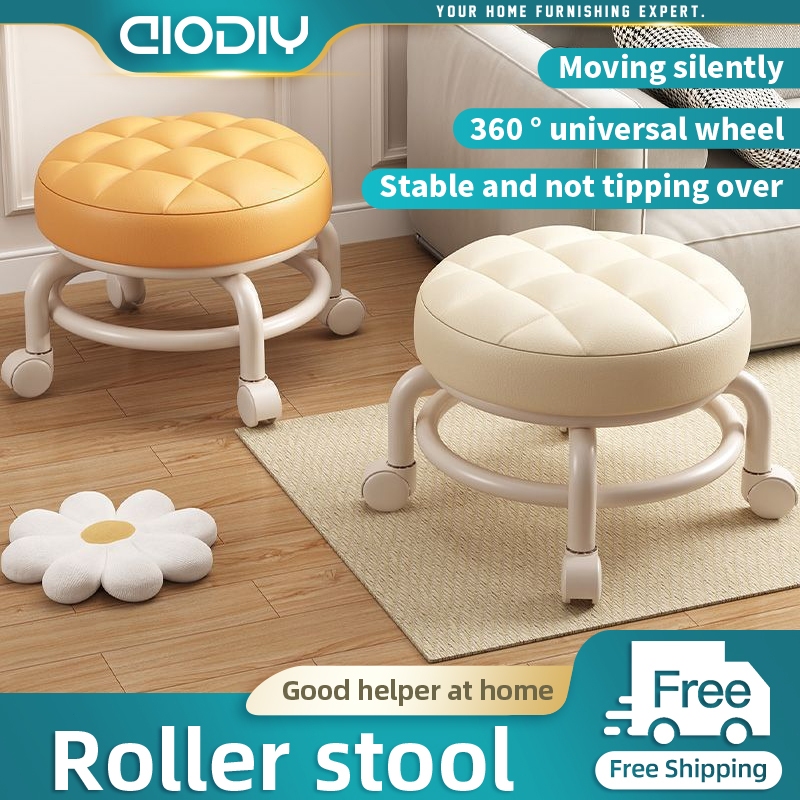 AIODIY Small Stool With Wheels Mini Baby Round Stool With Sofa Foot ...