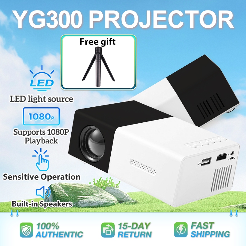 YG300 Mini Projector 1080P HD Smart Projector for Phone Laptop Portable ...